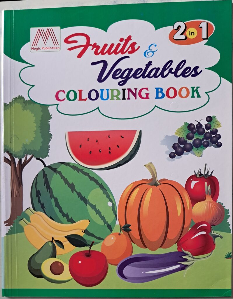 2 in 1 Fruits and Vegetables Colouring Book - REDBOOKS.IN